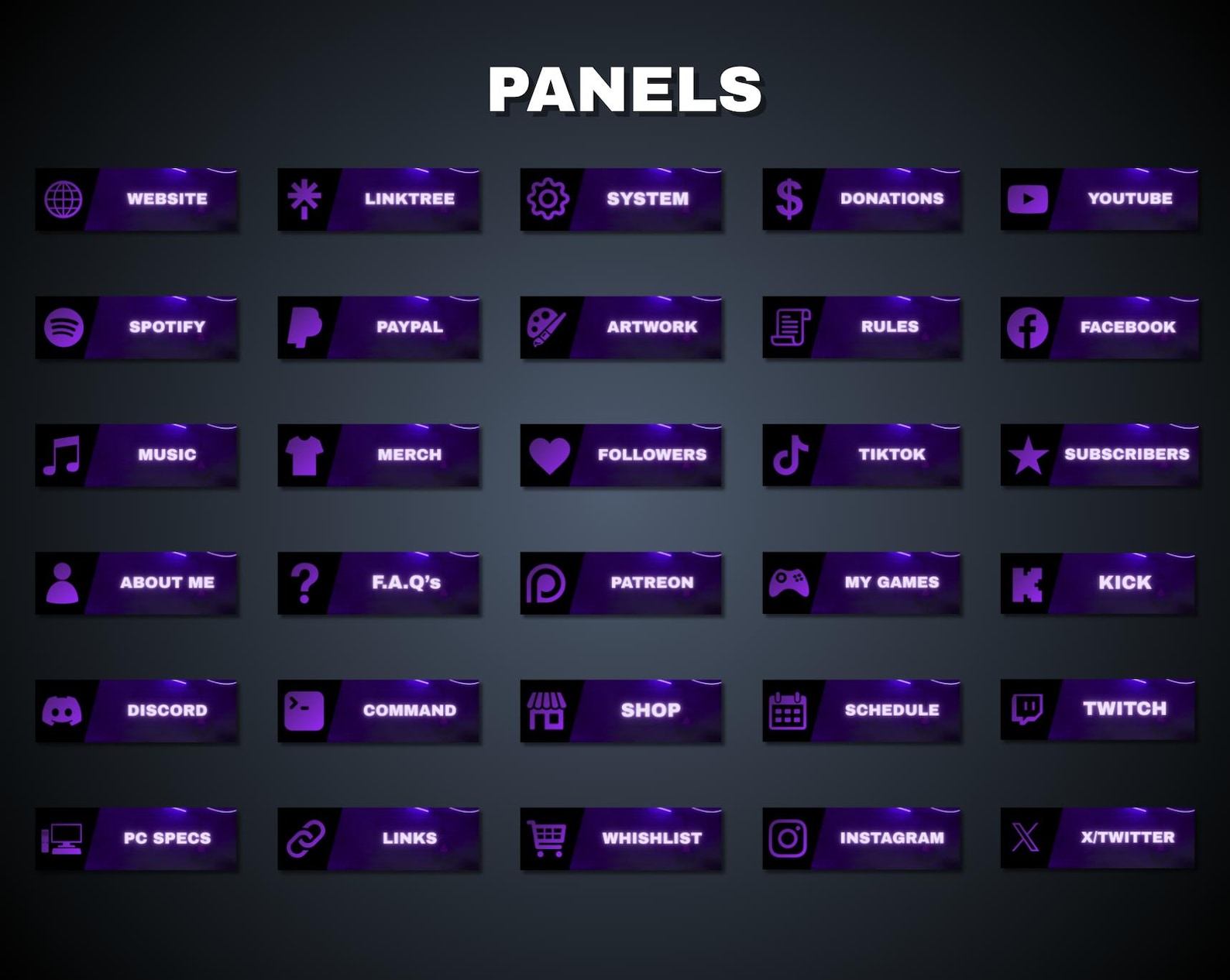 Purple NEON Stream Overlay Package for Streaming | Twitch, Kick ...