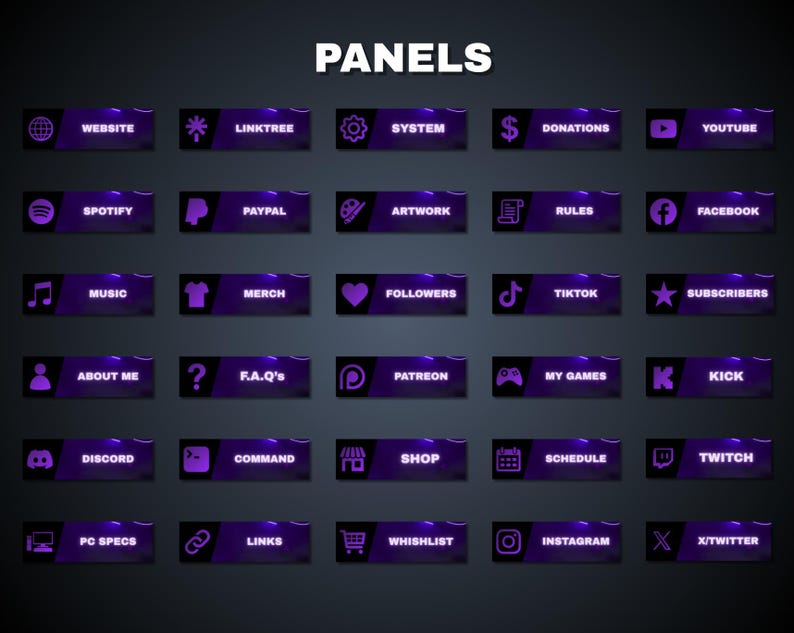 Purple NEON Stream Overlay Package for Streaming | Twitch, Kick ...