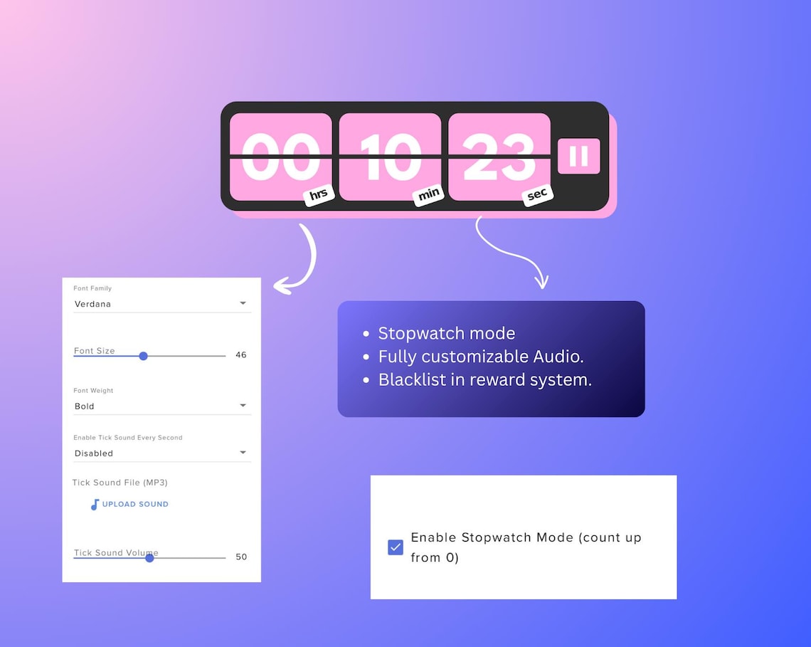 Pink and Black Tasklist Widget | Pomodoro Co-working Timer for ...