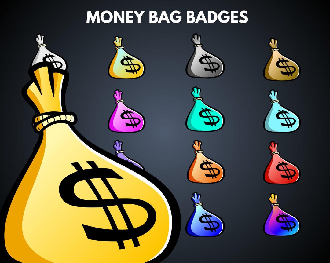 MONEY BAG Sub Badges, Subscriber Badges, Cute Sub Badges, Kick ...