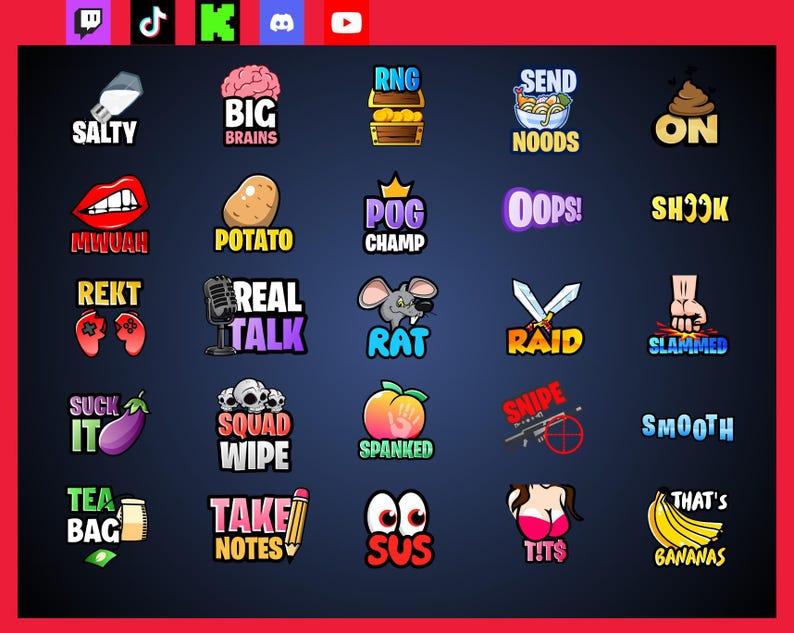 120 ANIMATED Twitch General Text Emotes for Streaming Twitch, Kick ...