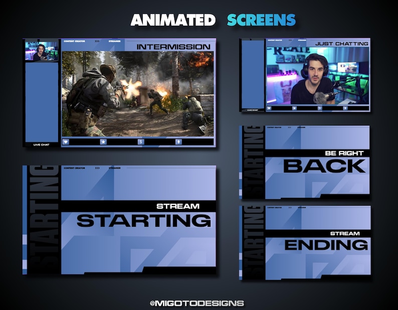 Blue Premium Twitch Overlays | Twitch Overlays | Streaming Overlays ...