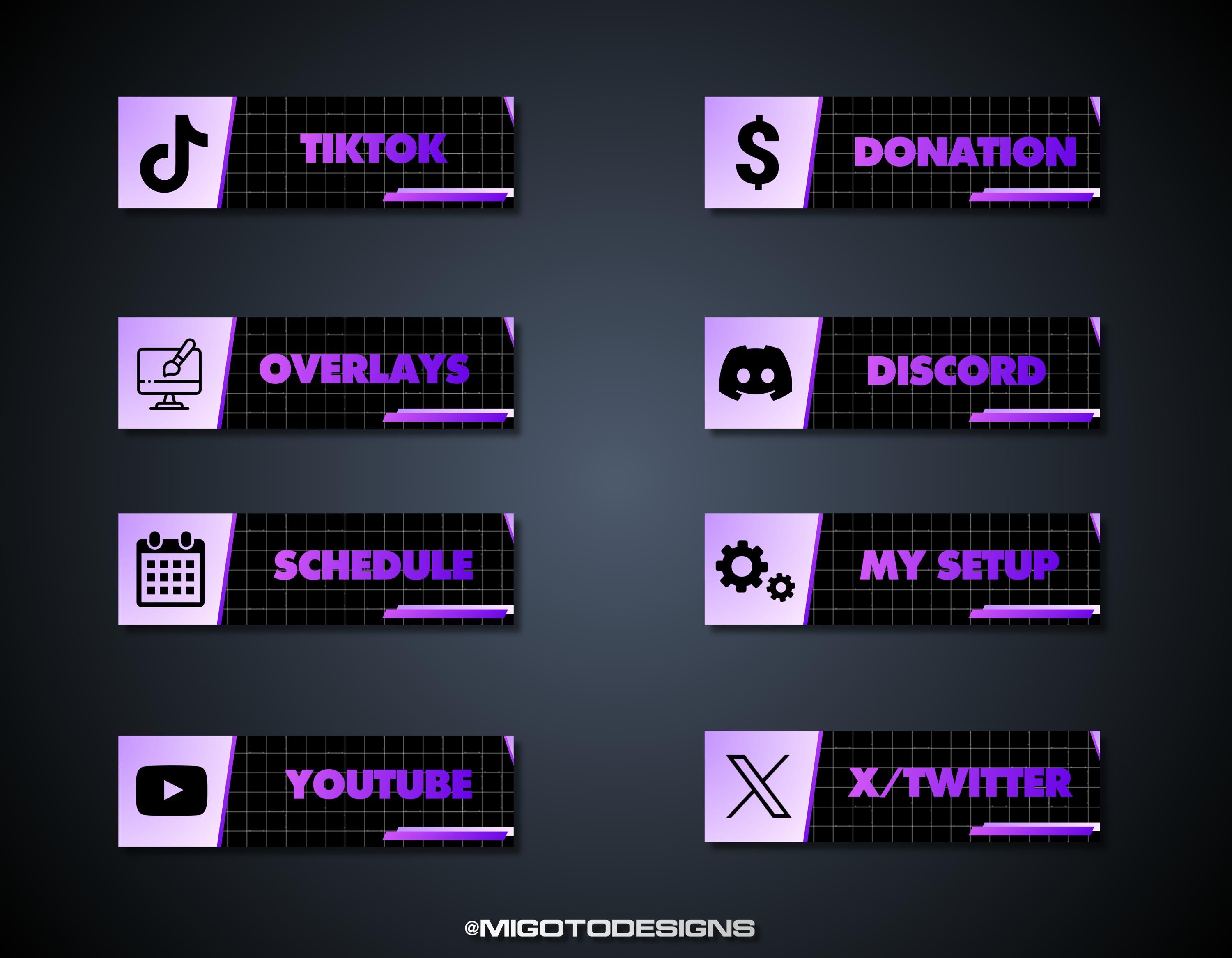 30+ MEGA Twitch Panels for Streaming on Twitch | Purple Twitch Panels ...