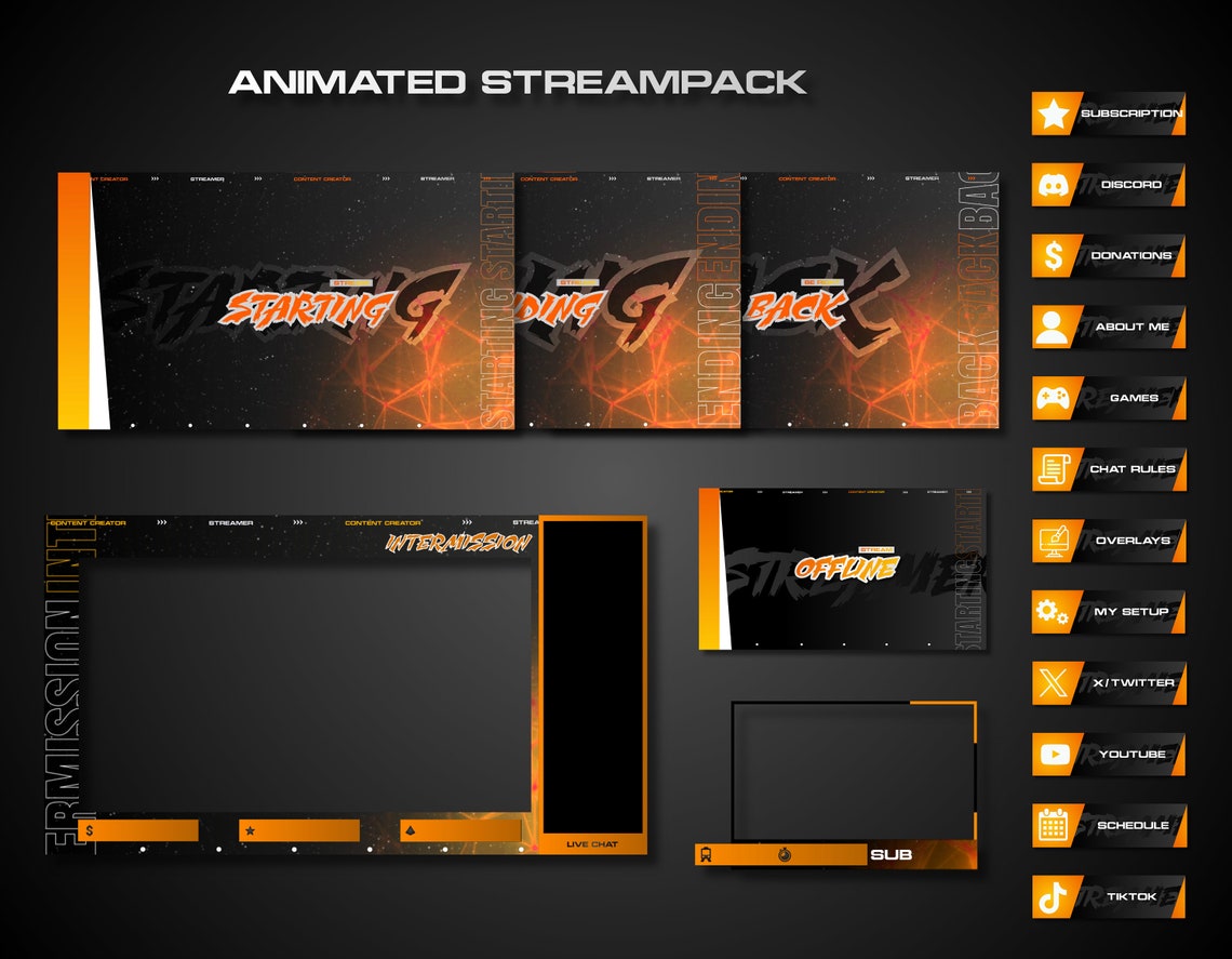 Twitch Overlays | Animated Twitch Overlays, Orange Stream Overlays ...