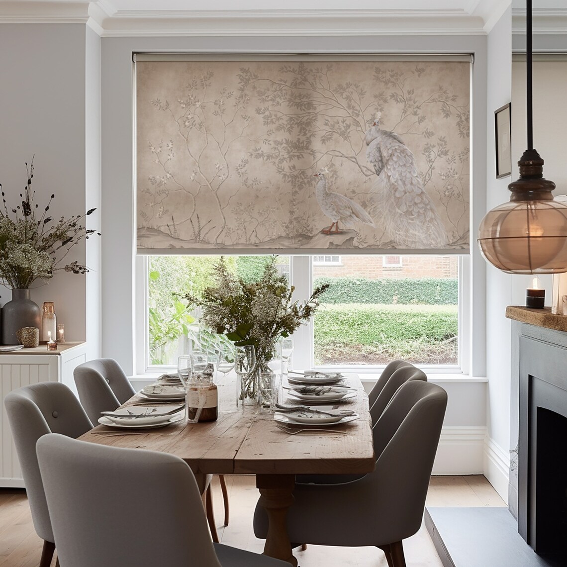 Chinoiserie Bird Pattern Roller Blind: Custom Boho Window Shade - Etsy