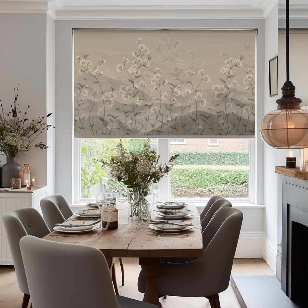 Beige Floral Roller Shade: Boho Botanical Window Blinds - Etsy