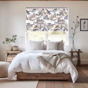 Japanese Landscape Roller Blind: Custom Mountain Pagoda Window Shade - Etsy