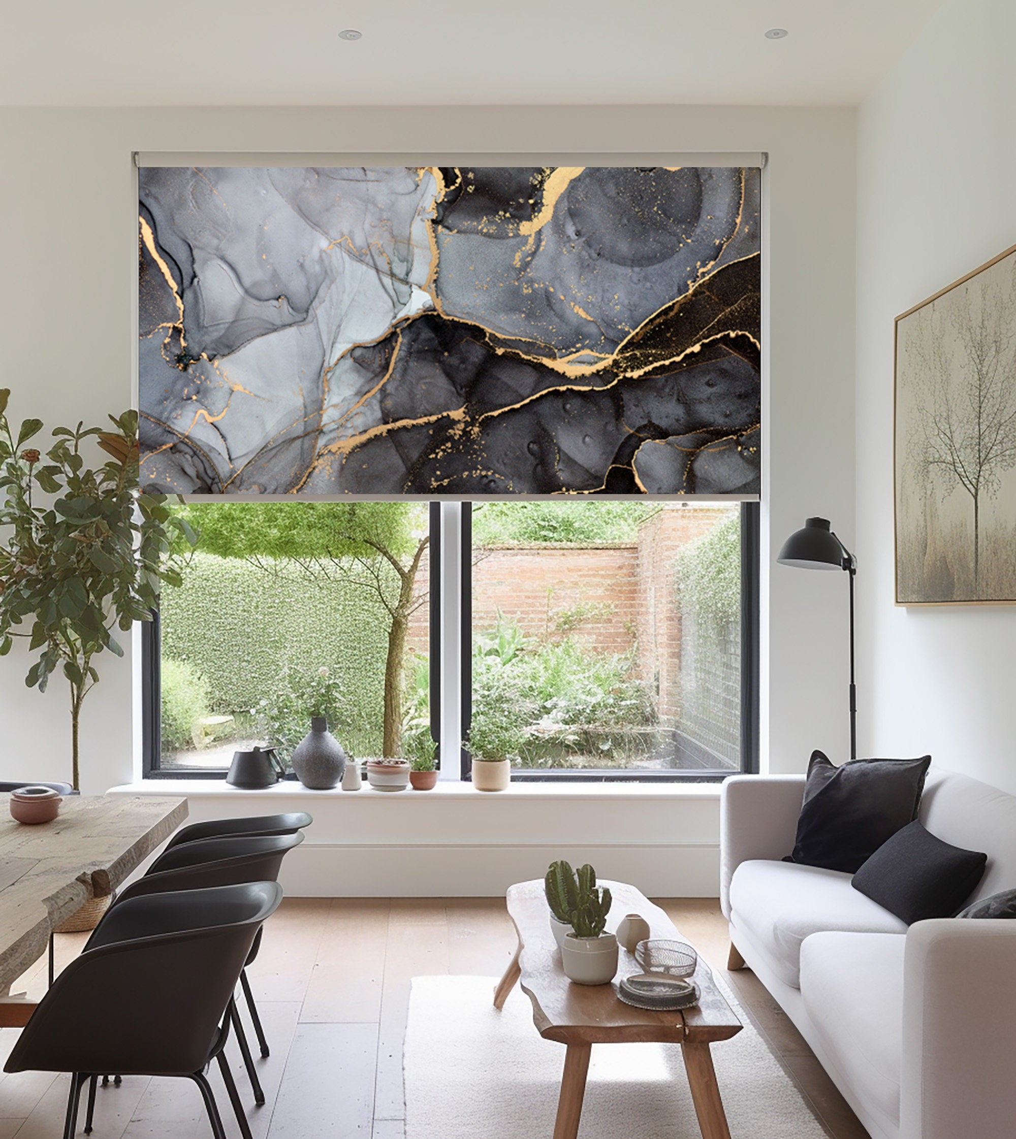 Dark Gold Marble Roller Shades, Seamless Marble Blackout Roller Blinds , Black Gold Window ...