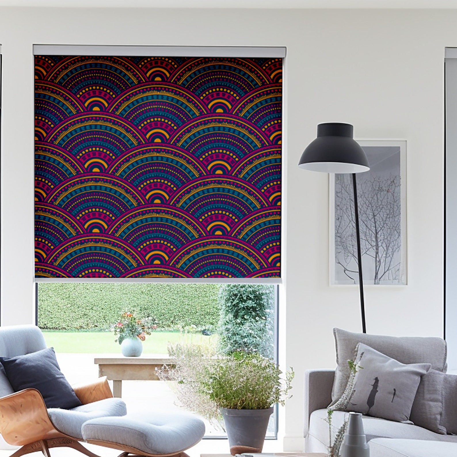 Seamless Geometric Pattern Roller Shades, Ethnic Circle Shapes Blackout ...
