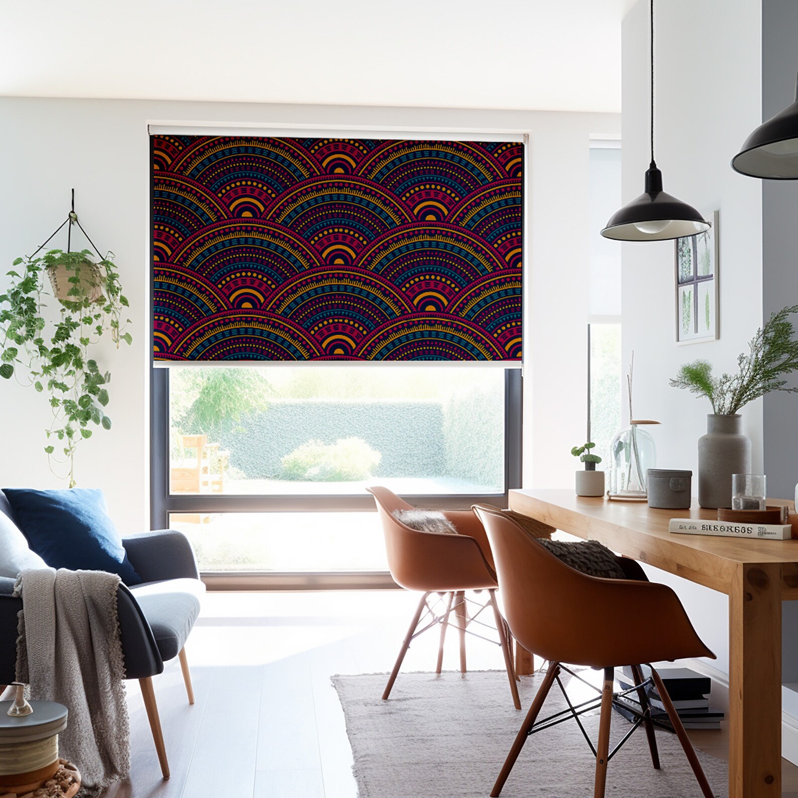 Seamless Geometric Pattern Roller Shades, Ethnic Circle Shapes Blackout ...