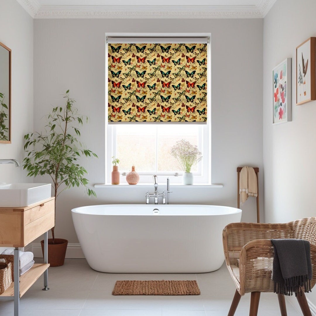 Butterfly Print Roller Shade: Beige Blackout Window Blind - Etsy UK