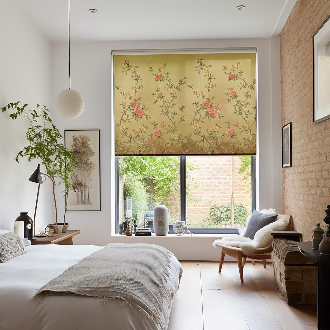Boho Chinoiserie Roller Blind: Vintage Birds, Custom Window Shade - Etsy