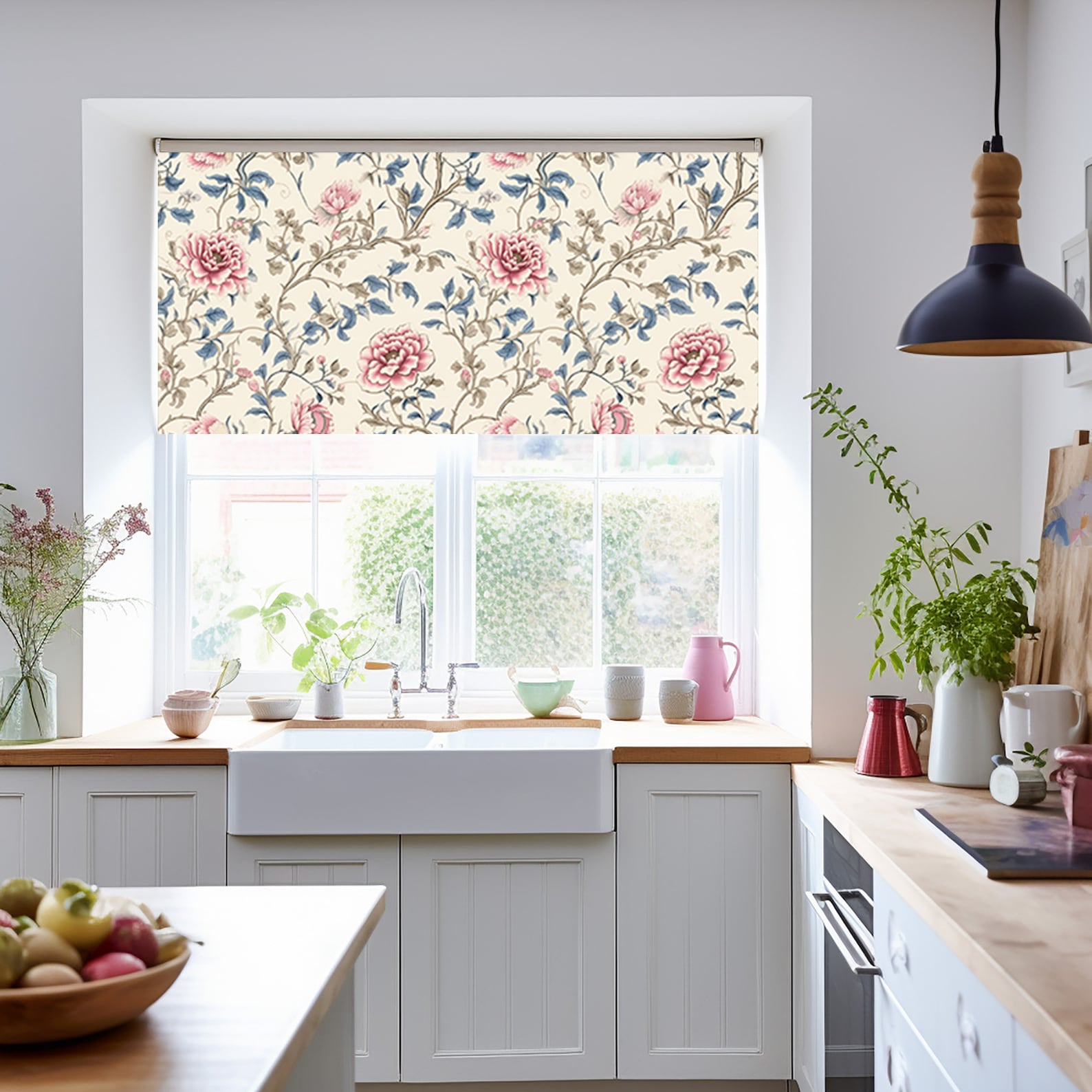 Pink Roses Roller Shade: Botanical Beige Window Blinds - Etsy