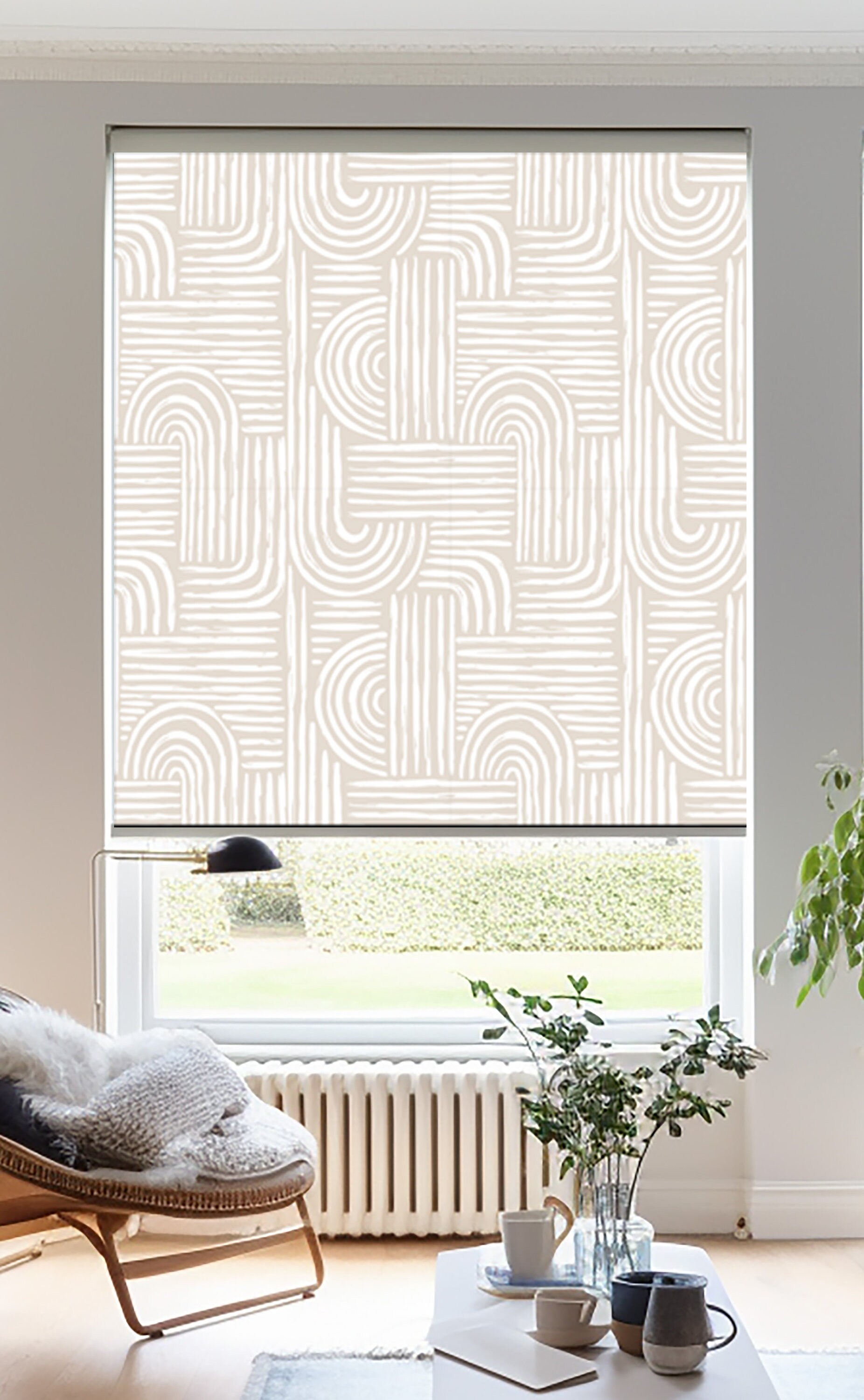 Contemporary Seamless Pattern Roller Shades, Abstract Line Nude Colors ...