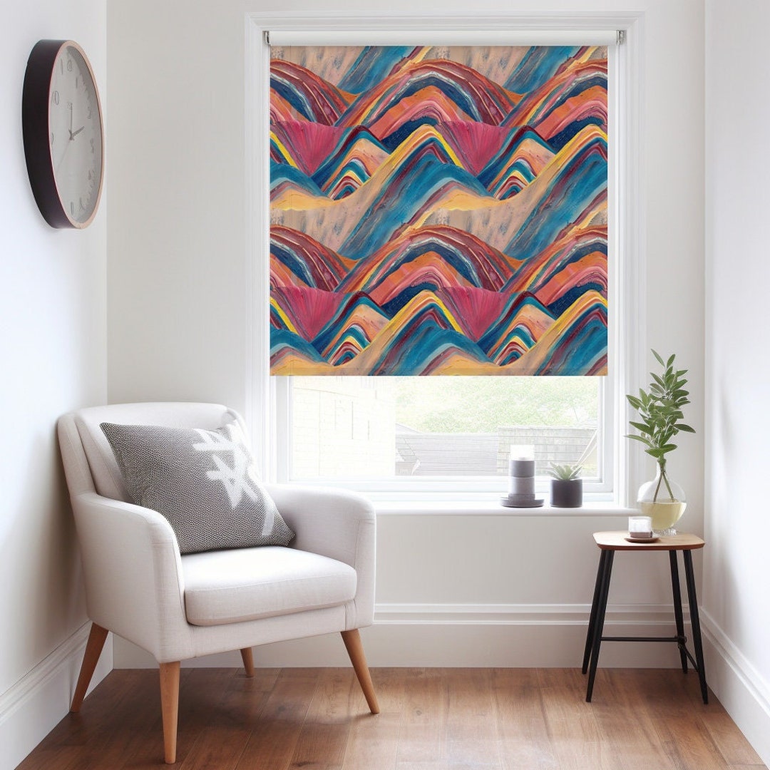 Seamless Abstrackt Pattern Roller Shades, Wave Shapes Blackout Roller ...