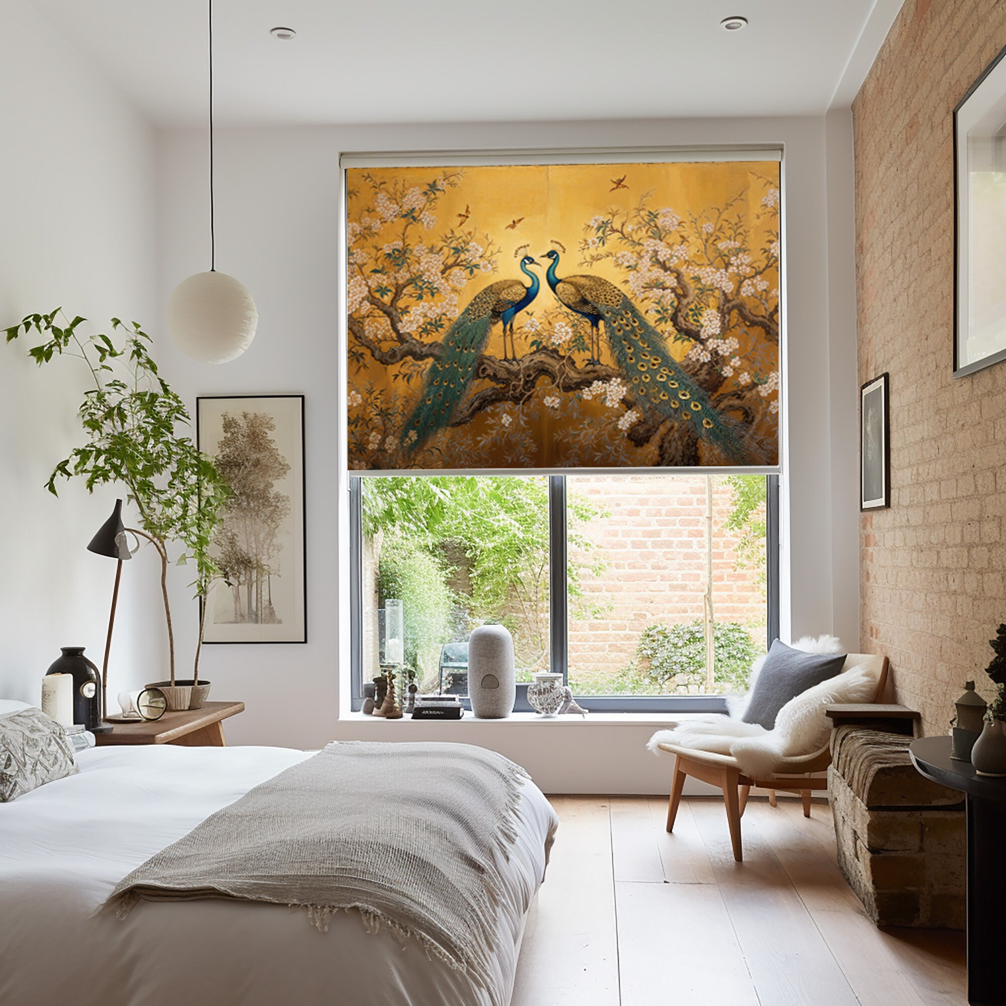 Chinoiserie Roller Blinds, Vintage Birds Roller Shades for Door, Custom ...