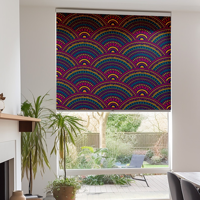 Seamless Geometric Pattern Roller Shades, Ethnic Circle Shapes Blackout ...