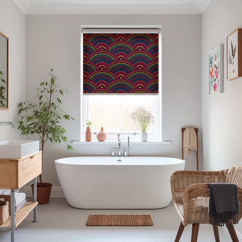 Seamless Geometric Pattern Roller Shades, Ethnic Circle Shapes Blackout ...