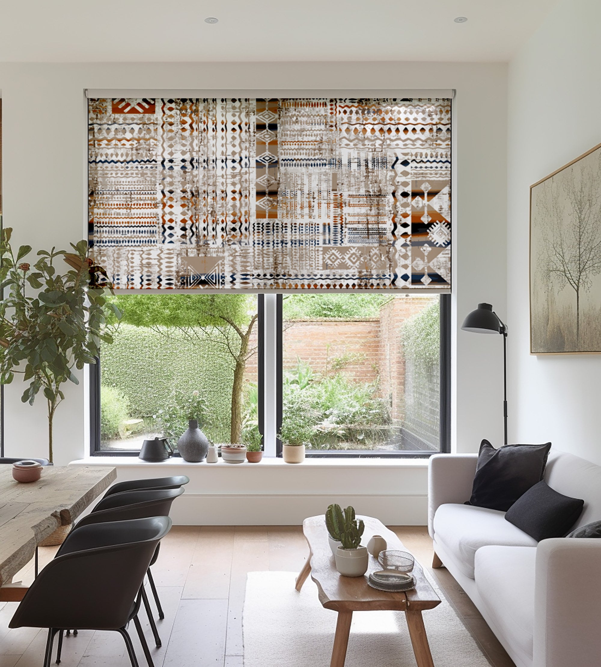 Seamless Abstrackt Pattern Roller Shades, Boho Abstrackt Shape Blackout ...