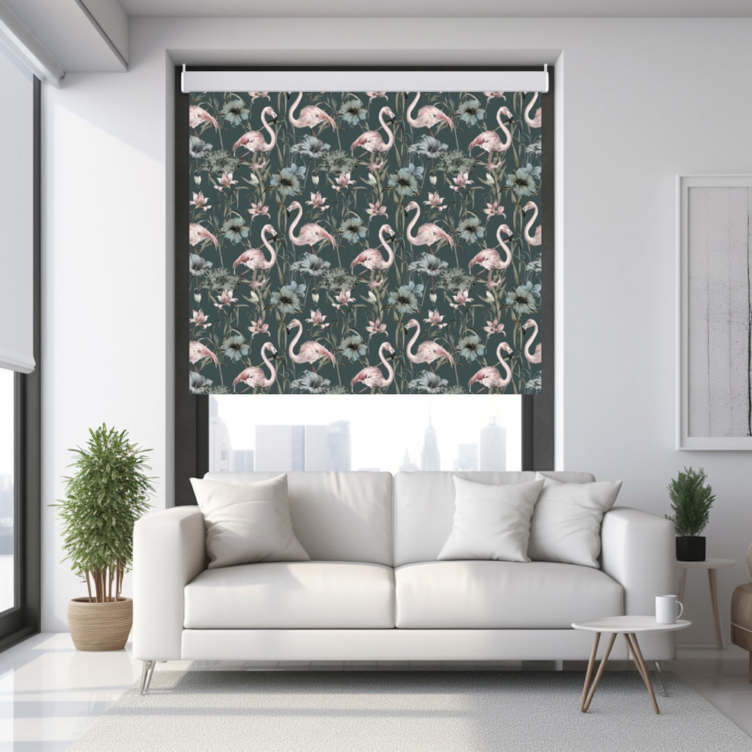 Flamingo Roller Blind: Vintage Botanical Bird Print, Custom Shades - Etsy