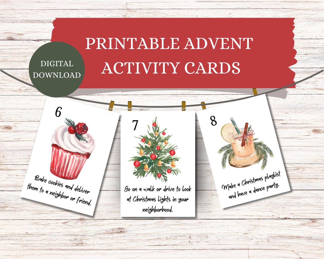 24 Printable Advent Activity Cards for Kids, Christmas Bucket List ...