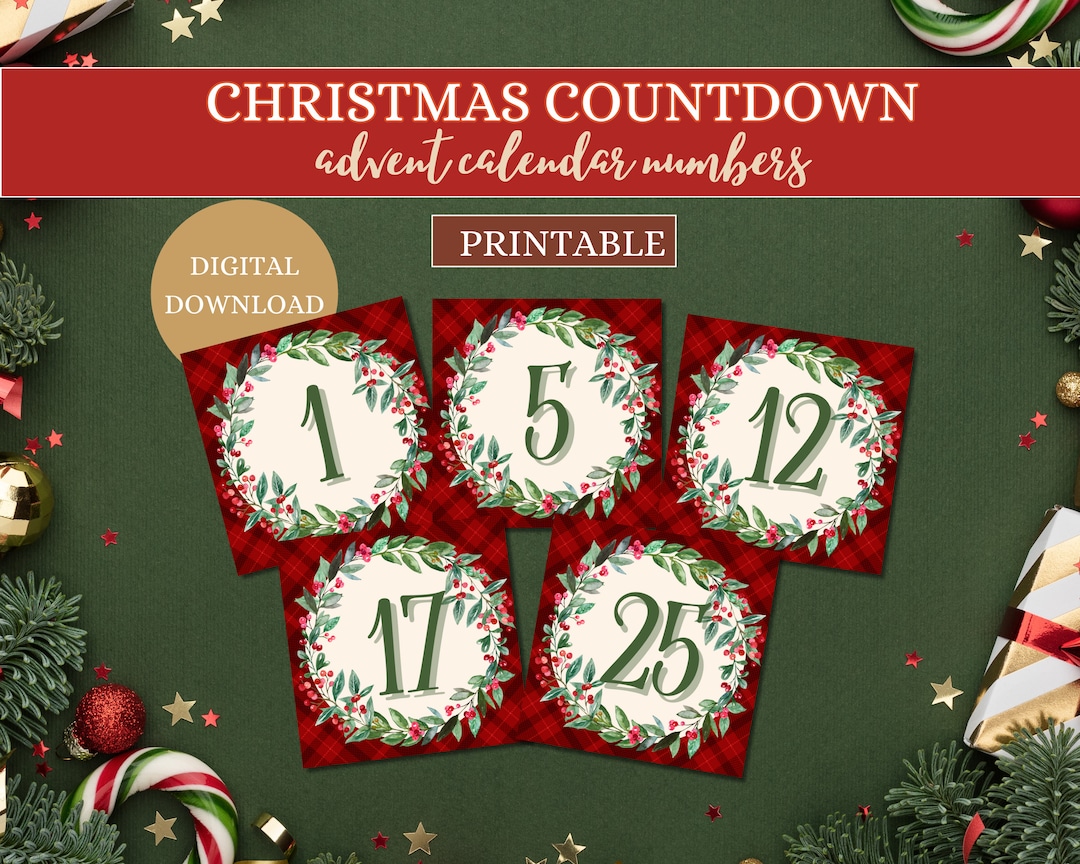 Advent Calendar, Christmas Numbers, Christmas Countdown, Calendar ...