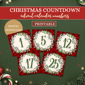 Advent Calendar, Christmas Numbers, Christmas Countdown, Calendar ...