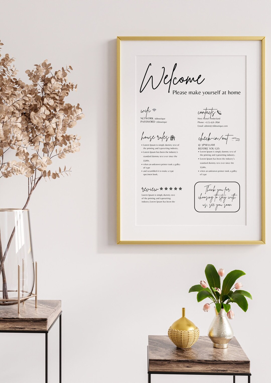 Welcome Sign for Airbnb Hosts, Guest Arrival Poster, Host Template for ...