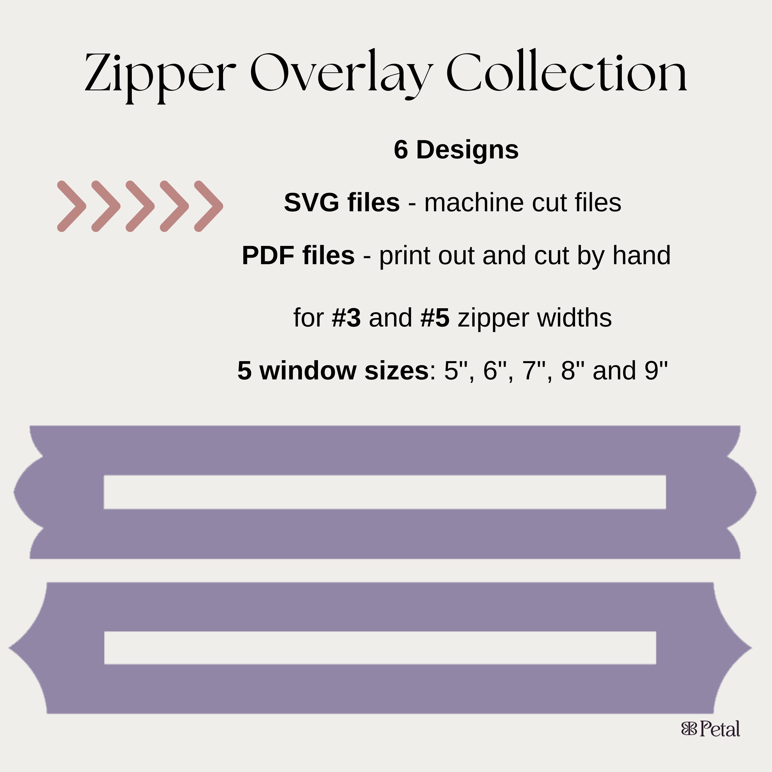 Zipper Overlay SVG Templates: 6 Designs, 60 Shapes (PDF Pattern) - Etsy