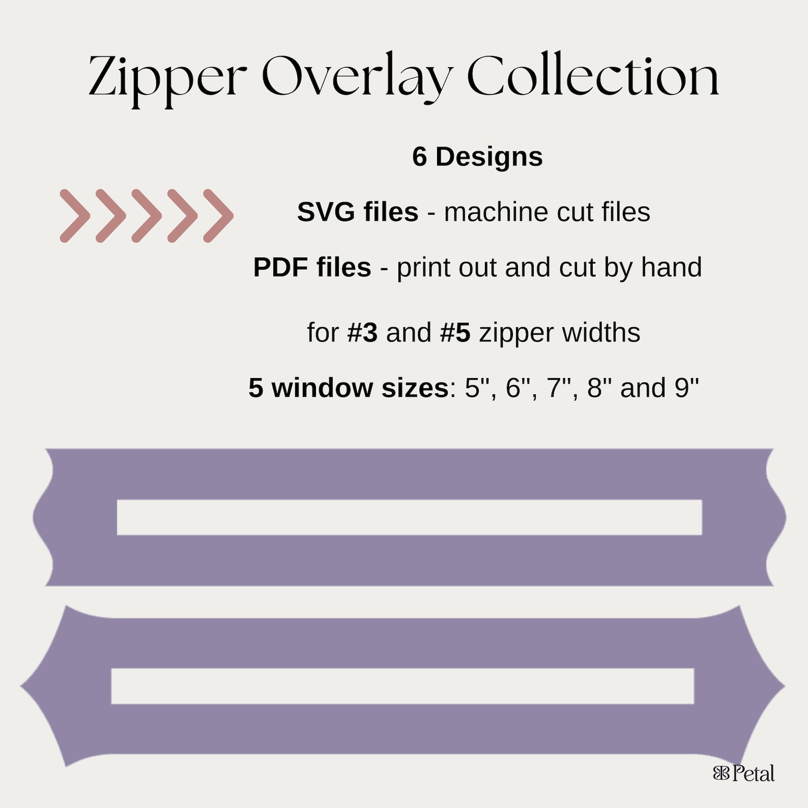 Zipper Overlay SVG Templates: 6 Designs, 60 Shapes (PDF Pattern) - Etsy