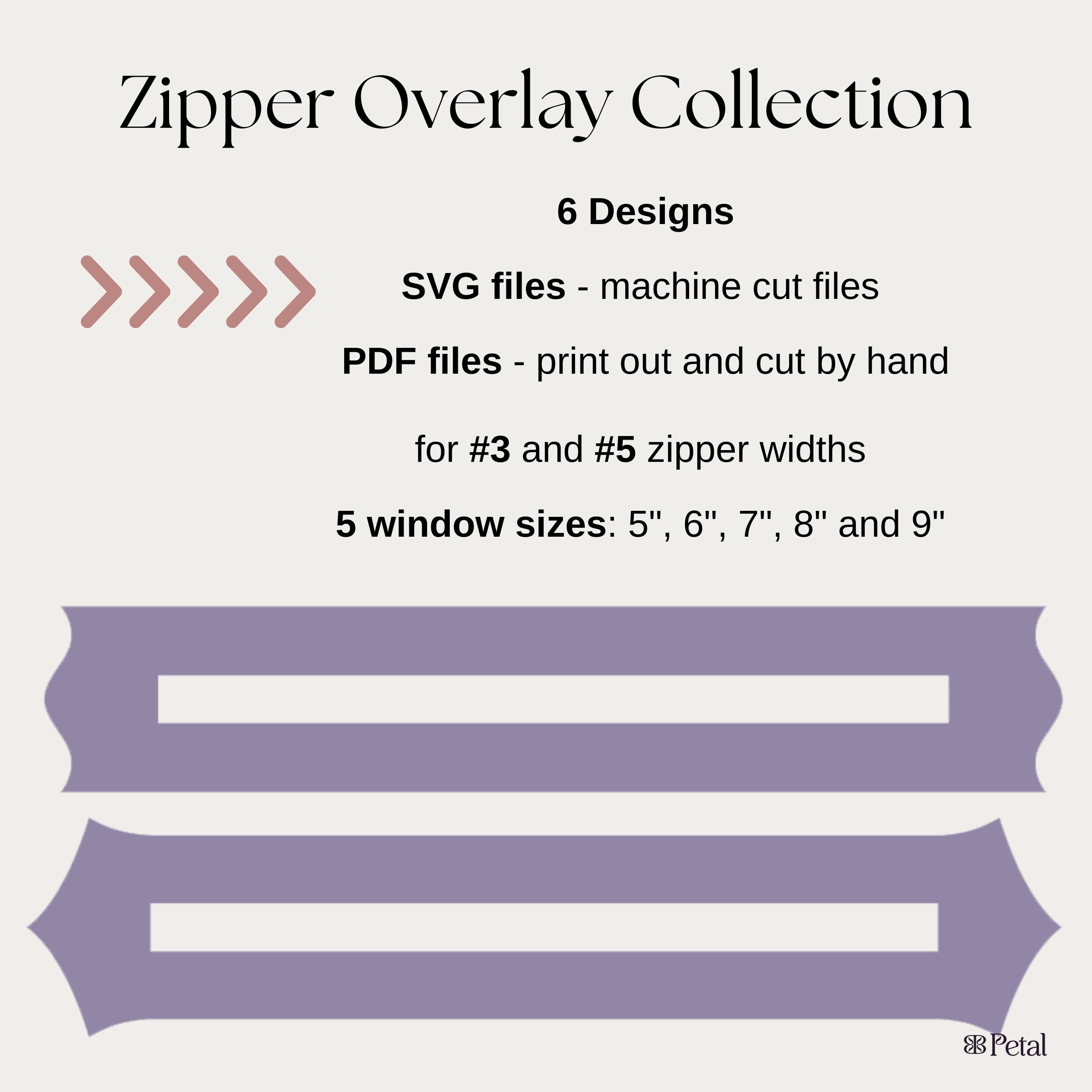 Zipper Overlay SVG Templates: 6 Designs, 60 Shapes (PDF Pattern) - Etsy