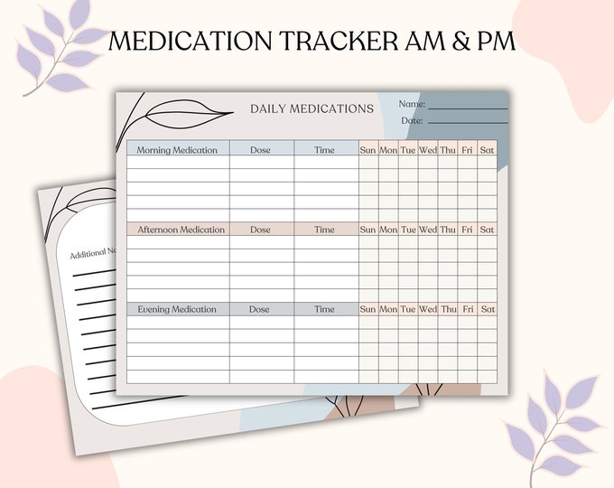 Medication Tracker Daily Medication Log Daily Medication Schedule ...
