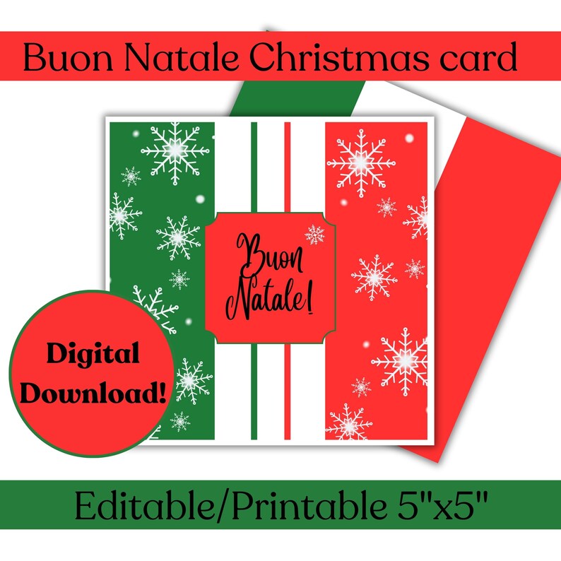 Buon Natale Christmas Card Proud Italian Flag Seasonal Holiday Editable ...