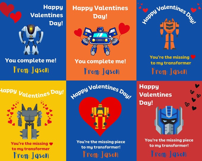 Transformer Valentine’s Day Cards Boys Transformer Valentine’s Day ...