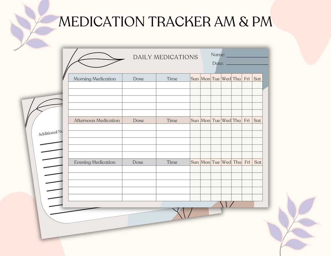 Medication Tracker Daily Medication Log Daily Medication Schedule ...
