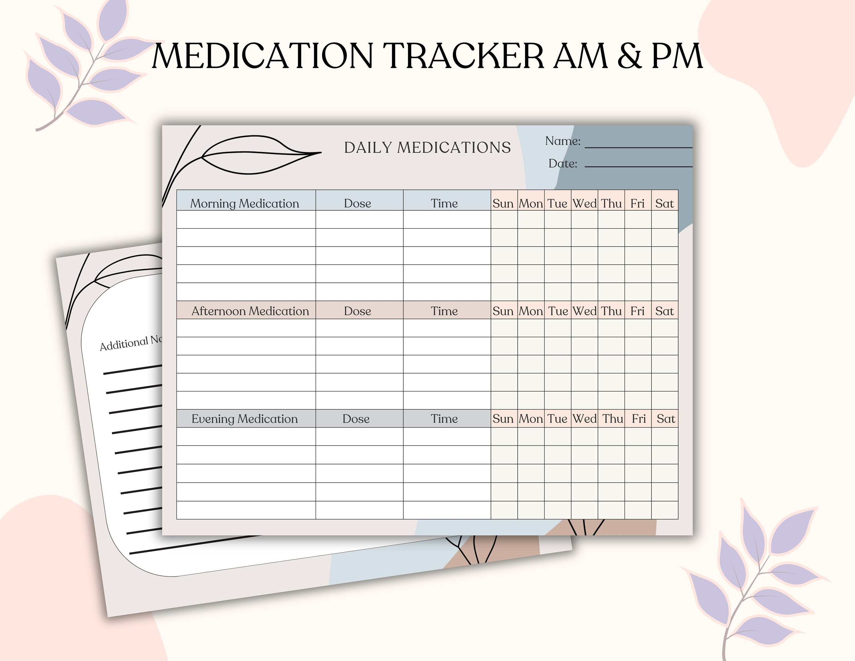 Medication Tracker Daily Medication Log Daily Medication Schedule ...
