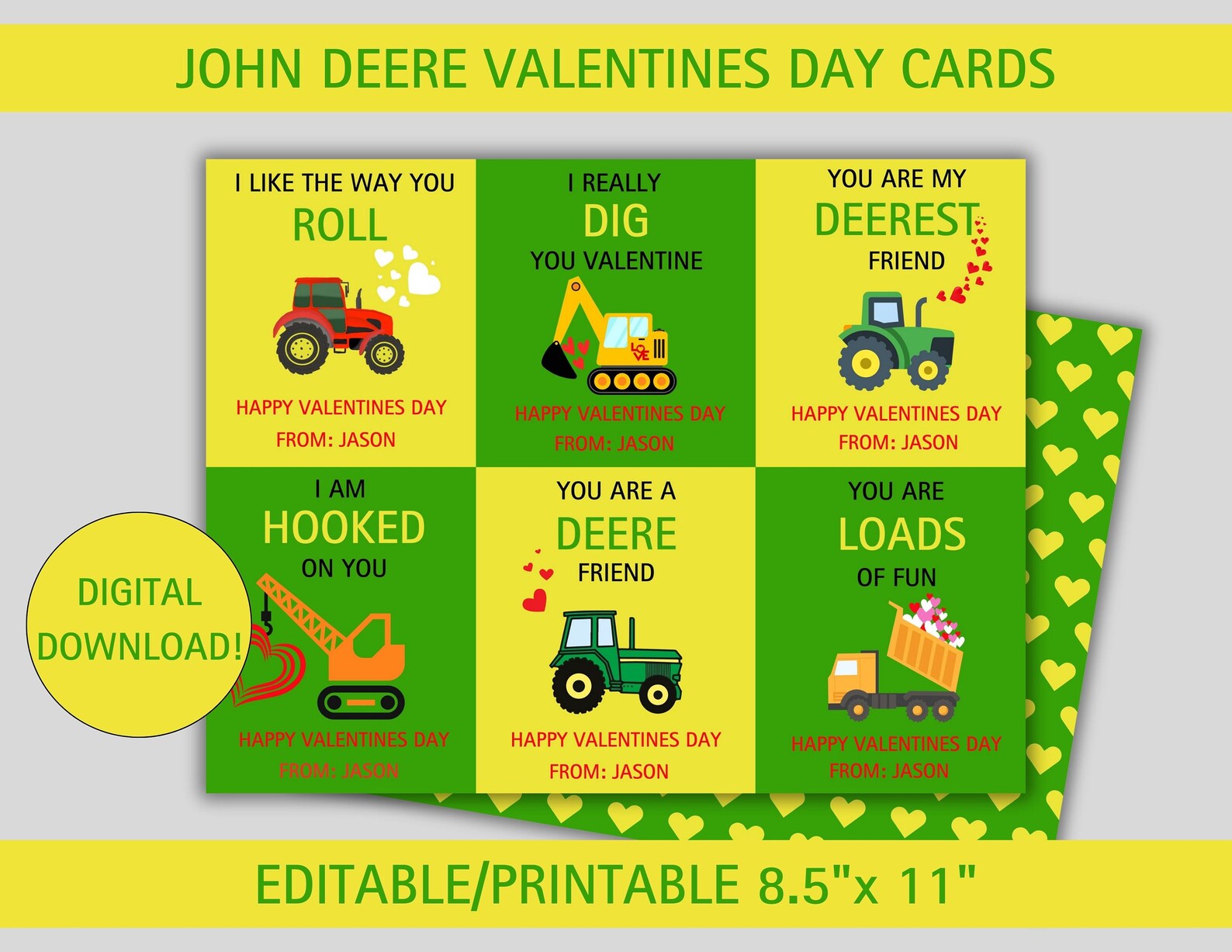 Tractor Valentines Day Cards John Deere Valentines Day Cards Cute ...