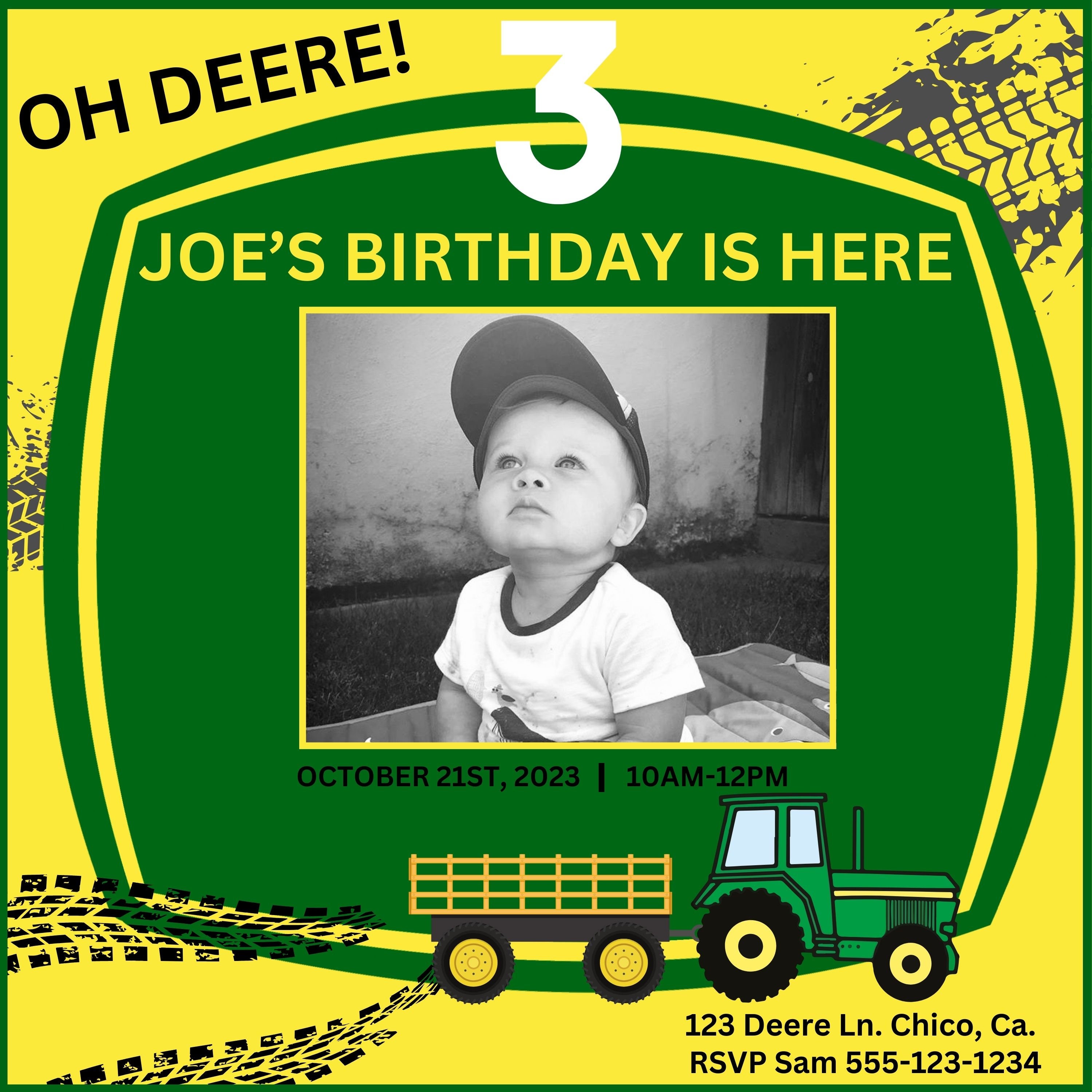 John Deere Birthday Party Invitation John Deere Tractor Birthday Party ...