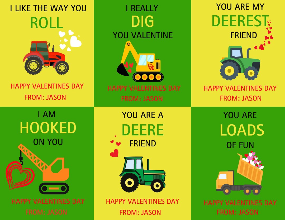 Tractor Valentines Day Cards John Deere Valentines Day Cards Cute ...