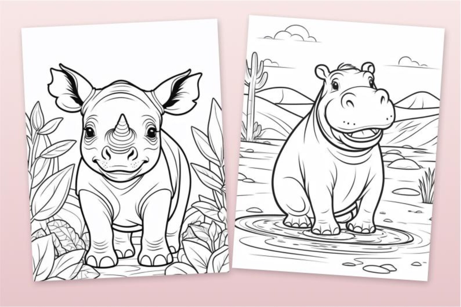 50 Animals Coloring Pages for Kids Coloring Page Bundle, Children's ...
