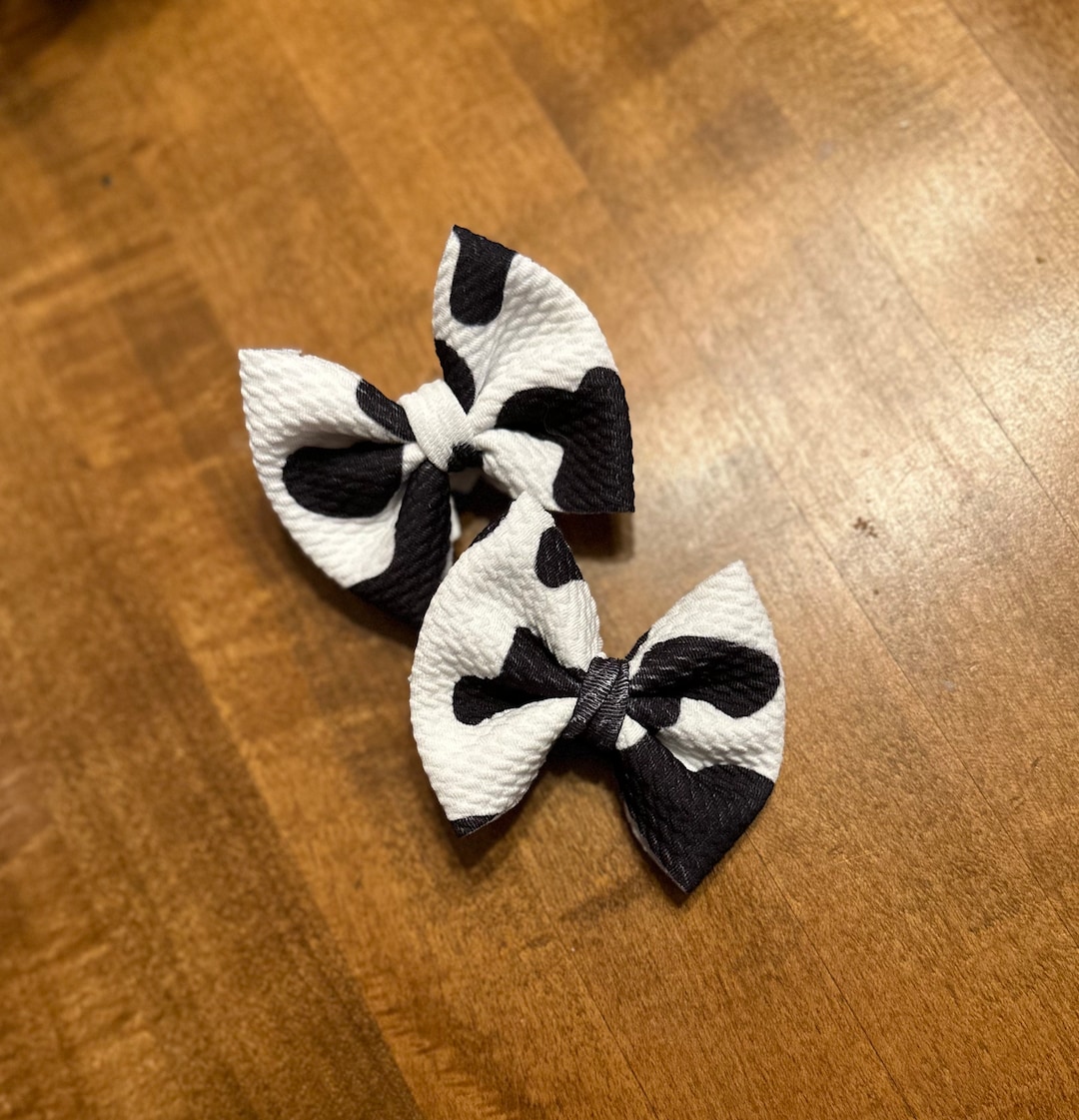 Cow Print Hair Bow Holy Cow Bow 3in/4in/5in Sizes Clip or - Etsy