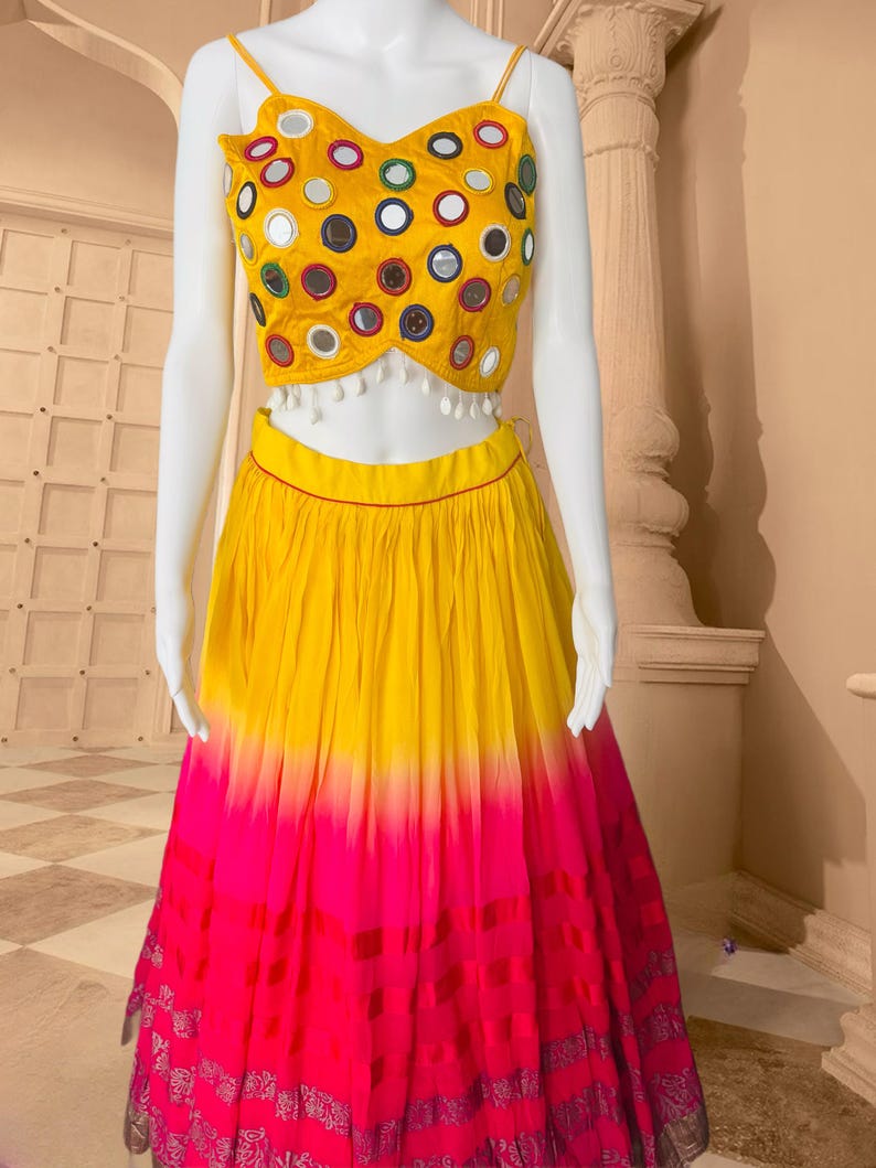 Colorful Mirror Work Lehenga Choli With Embroidered Patchwork Dupatta ...