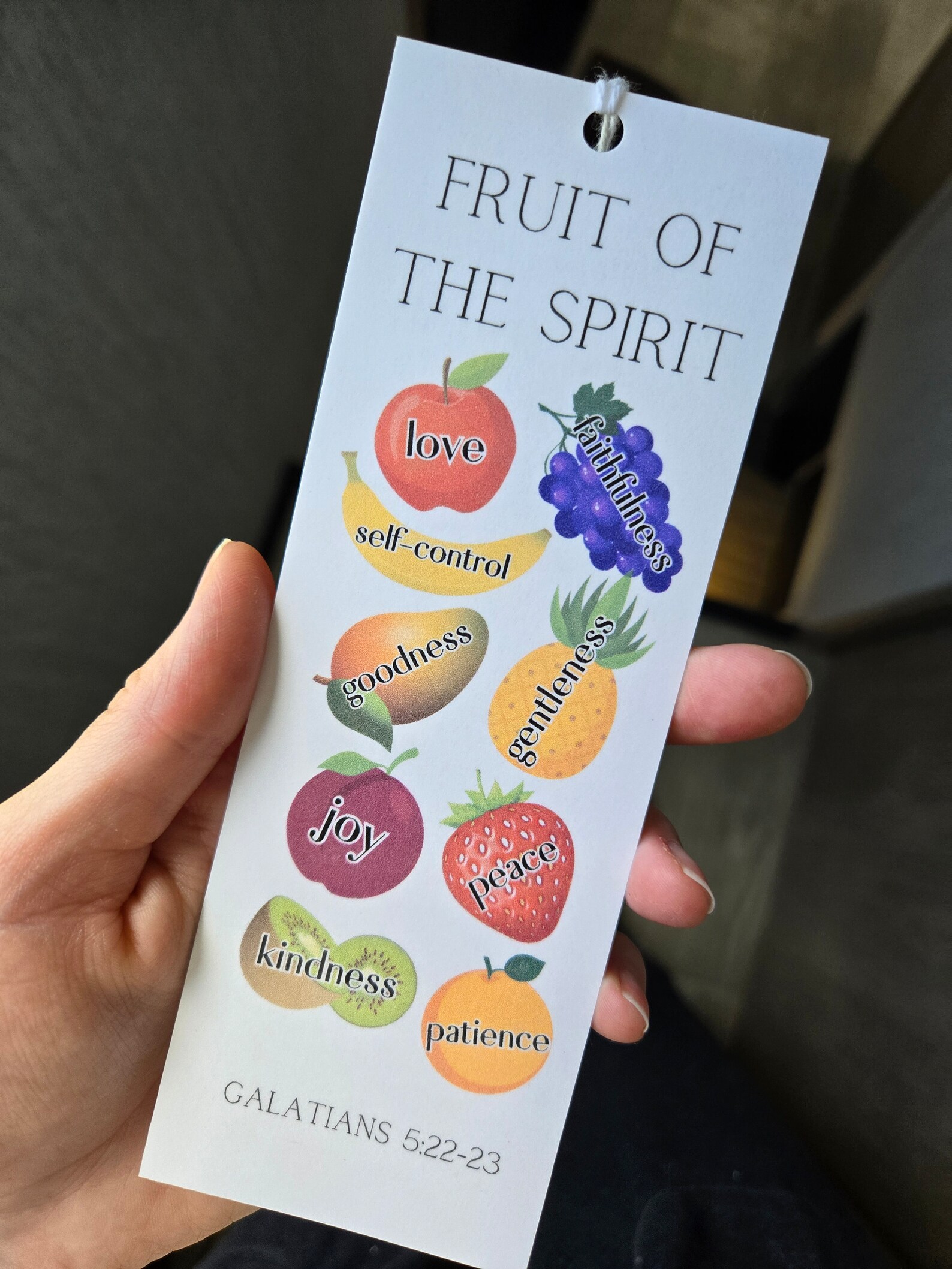Fruit of the Spirit Bookmark With Tassel | Laminated Cardstock Bible ...