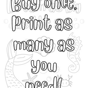 Mermaid Birthday Activity Coloring Sheets | Under the Sea Themed ...