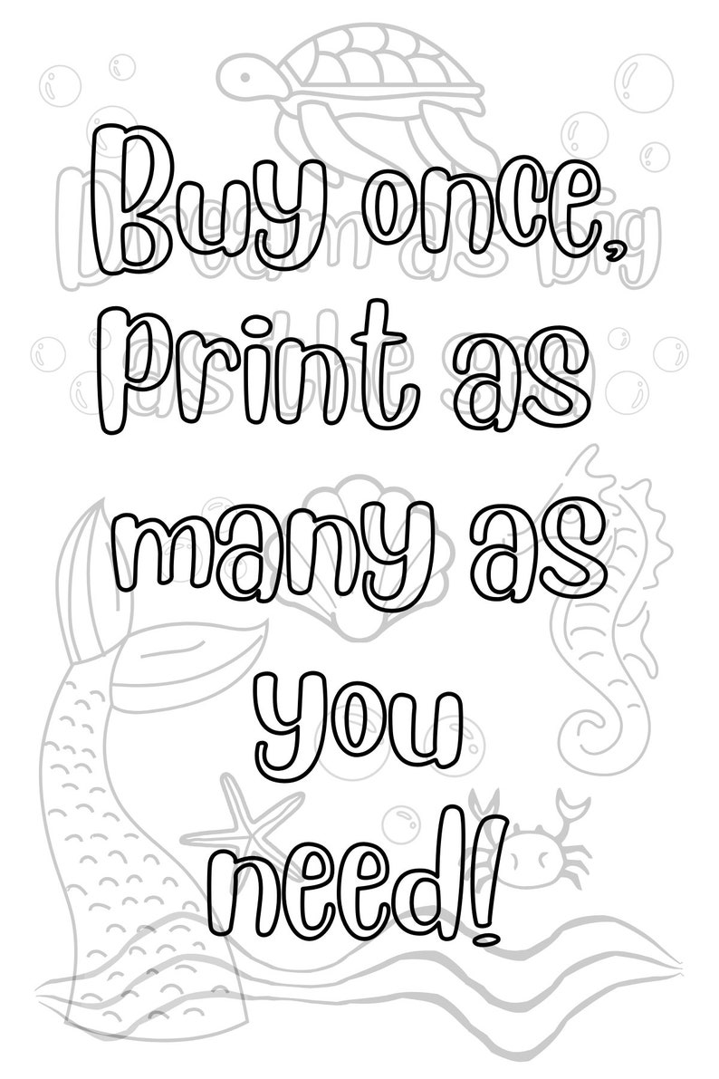 Mermaid Birthday Activity Coloring Sheets | Under the Sea Themed ...