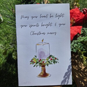 Watercolor Candle Christmas Card | Watercolor Notecards | Christmas ...