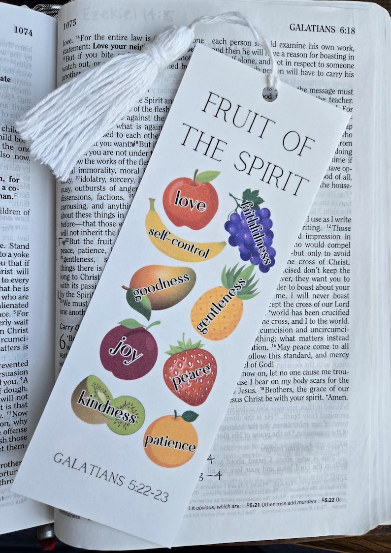 Fruit of the Spirit Bookmark With Tassel | Laminated Cardstock Bible ...