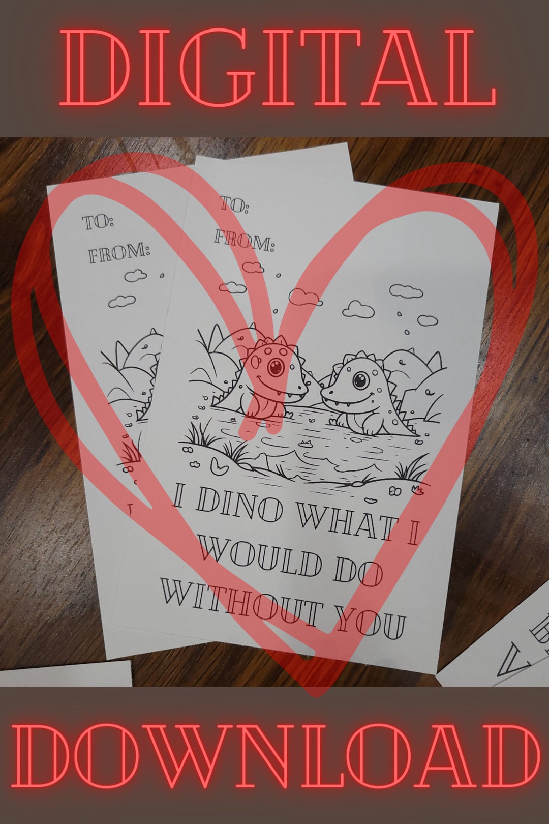 Dino Printable Color Sheets | Valentine Class Favors | Preschool ...