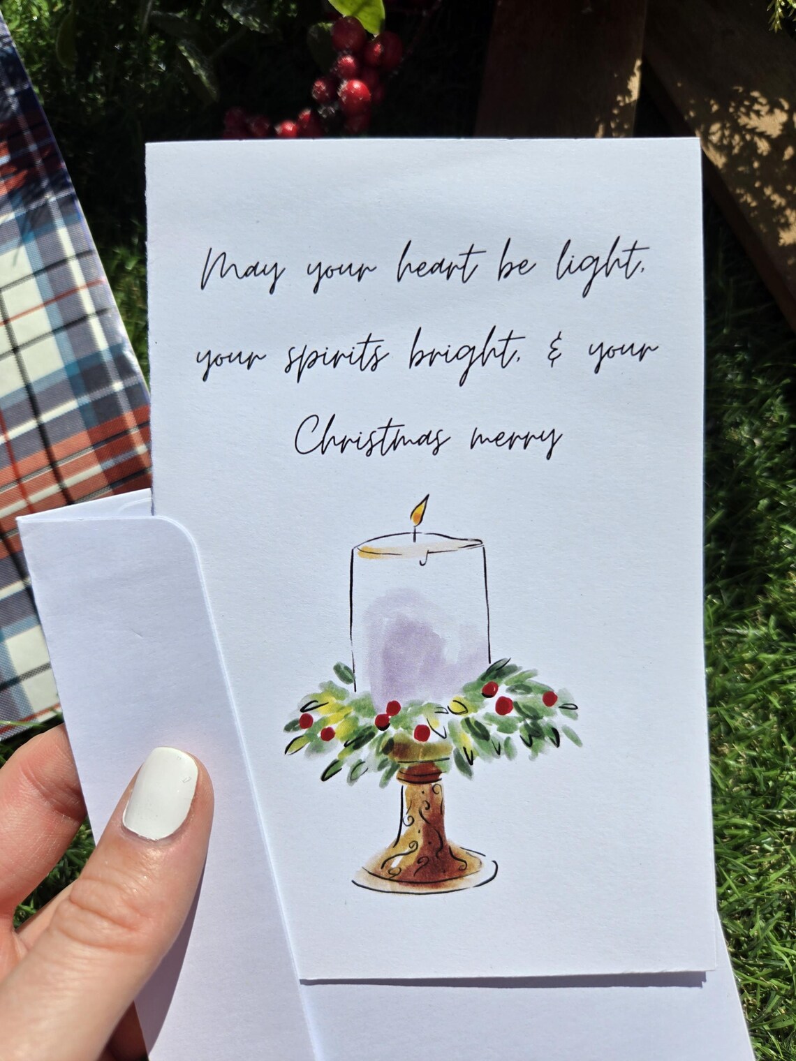 Watercolor Candle Christmas Card | Watercolor Notecards | Christmas ...
