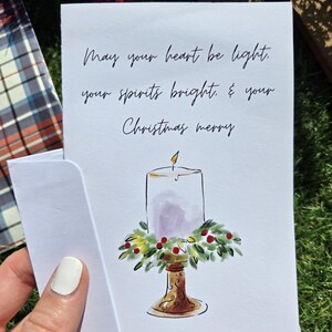Watercolor Candle Christmas Card | Watercolor Notecards | Christmas ...